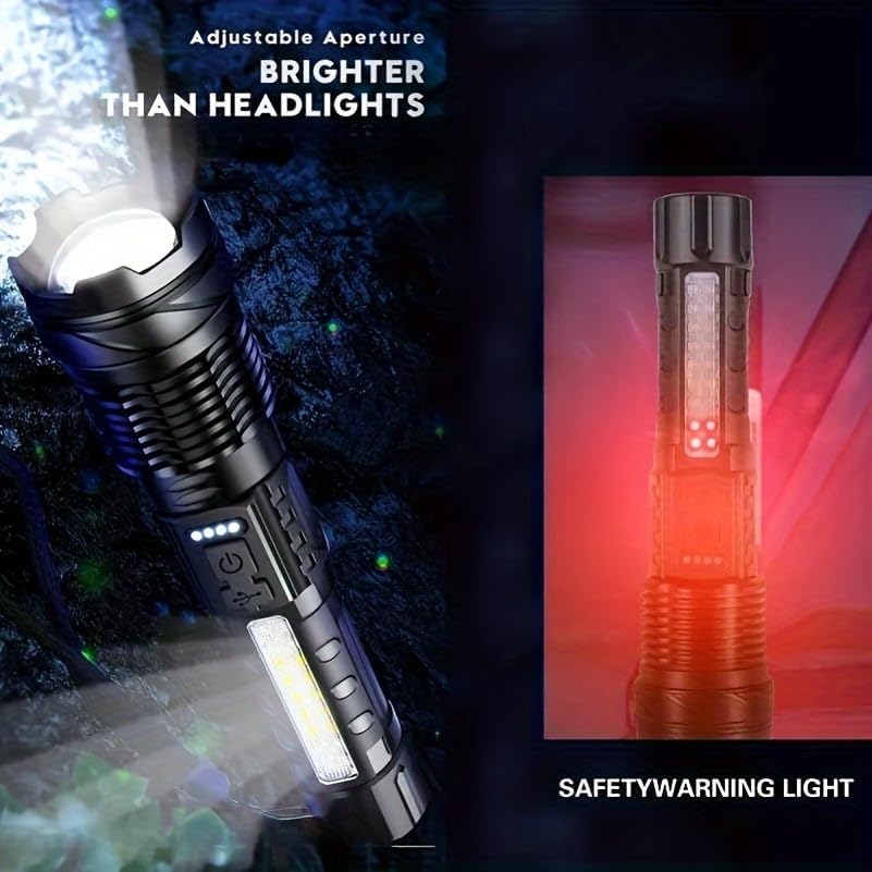 JIJ Flashlight 3 Pack - Rechargeable LED Tactical Flashlights, 7 Modes ...