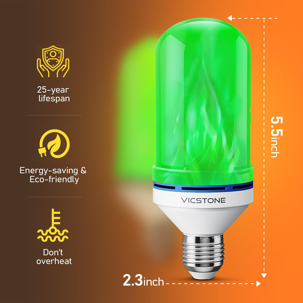 Vicstone Upgraded Led Flame Light Bulbs, 4-Mode Flickering Light Bulbs ...