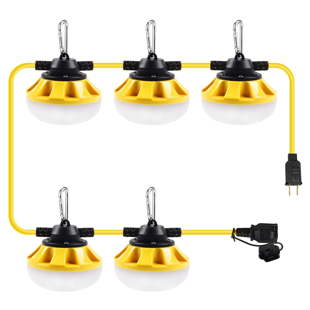 Muasdae 50FT LED Construction String Lights, Industrial Grade, Yellow ...