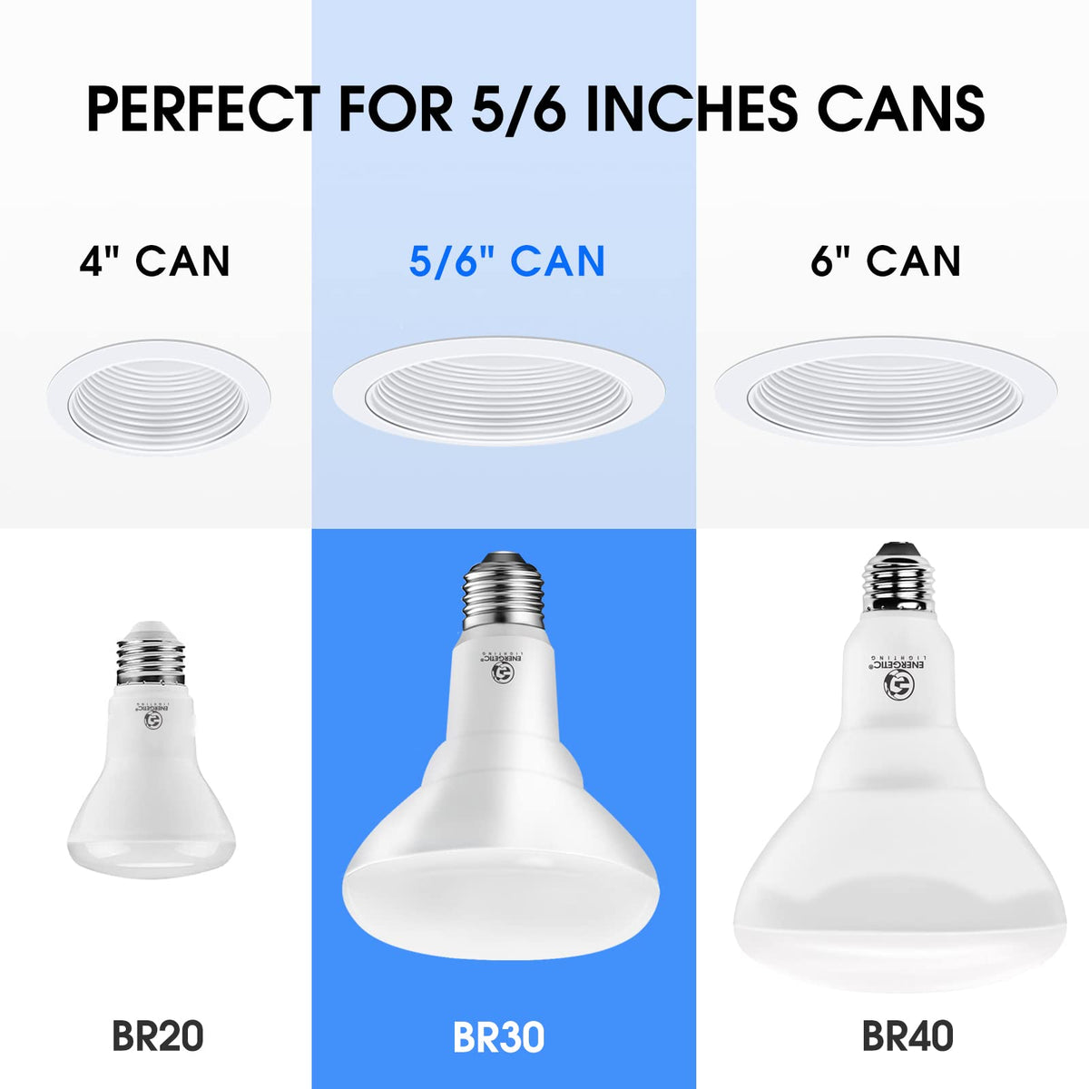 E ENERGETIC LIGHTING BR30 LED Recessed Light Bulb, Dimmable, 900 Lumen ...