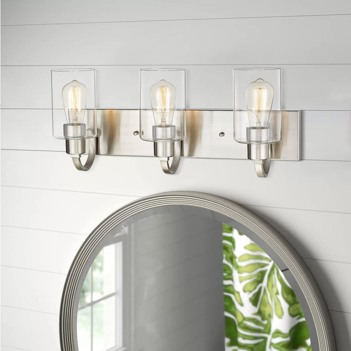 Modern Brushed Nickel Vanity Light Fixture - 3-Light Bathroom Lighting ...