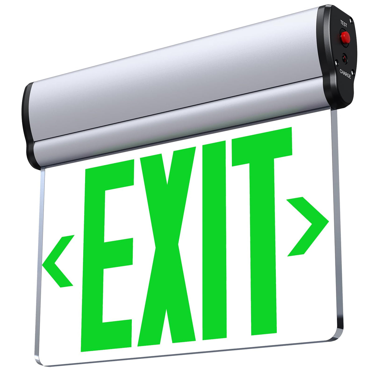 SASELUX Led Edge-Lit Exit Sign,Brushed Aluminum Housing Single-Sided ...