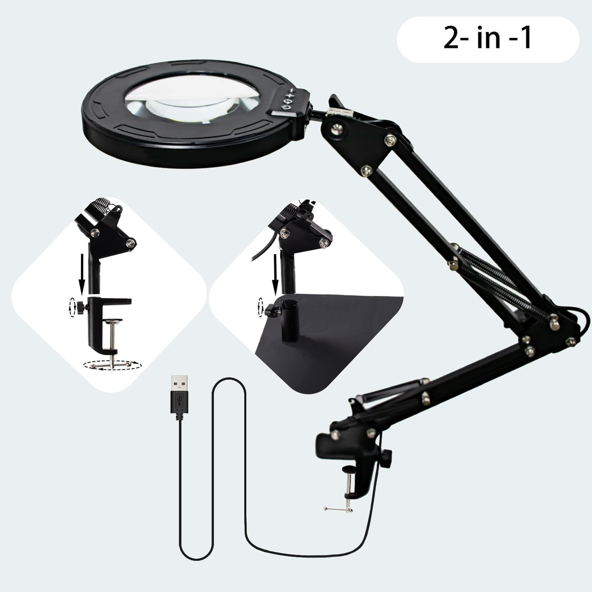 VITOTC 12X Magnifying Glass with Light, 4.3" Hands-Free LED Magnifier ...