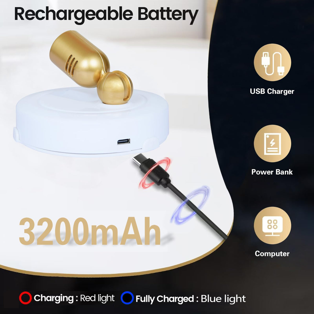 Hamvidne Rechargeable Led Spotlight Indoor Battery Operated Spotlights ...