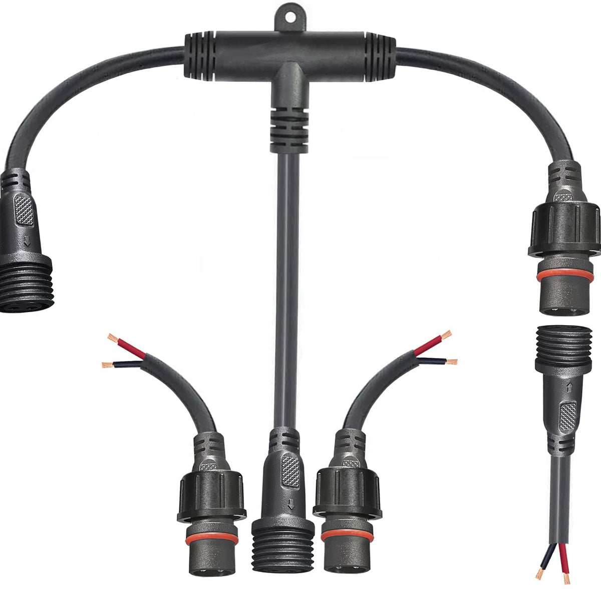 dstfuy 2pin Waterproof Connector,IP68 2 Core 2 pin T Shape Tee ...