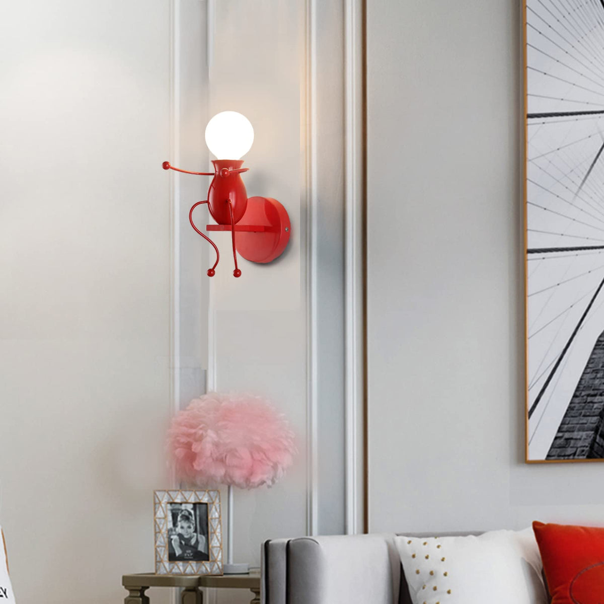 SOUTHPO LED Wall Light Fixture, Metal Iron, Red, Seesaw Single Size, M ...