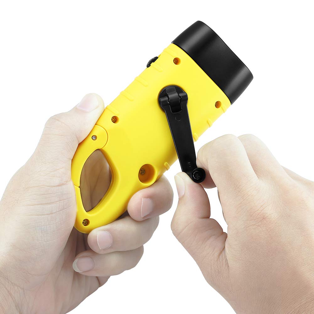 Simpeak Hand Cranking Solar Powered Flashlight, Rechargeable Emergency ...