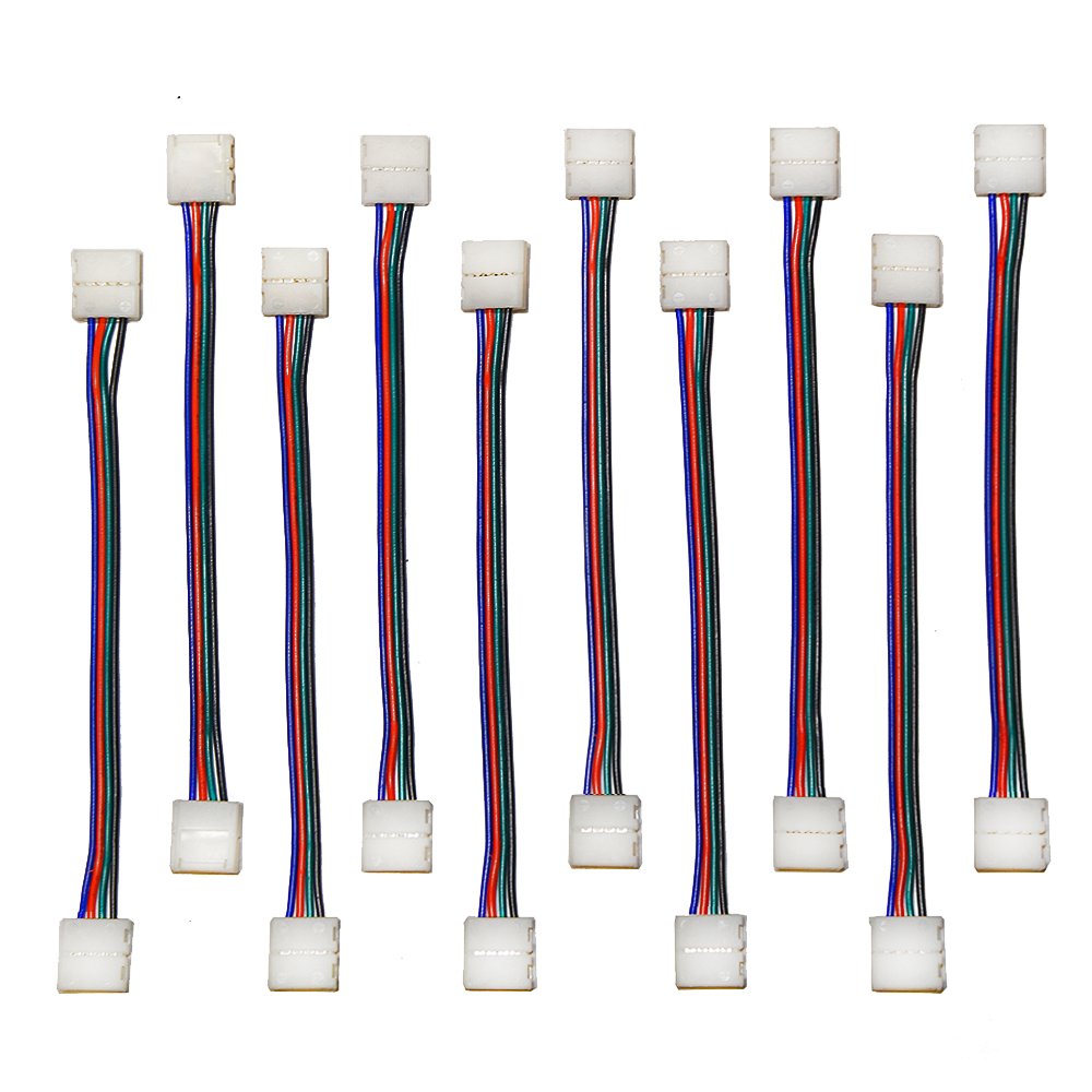 EvZ 10PCS LED 5050 RGB Strip Light Connector 4 Pin Jumper 10mm Wide Wi ...