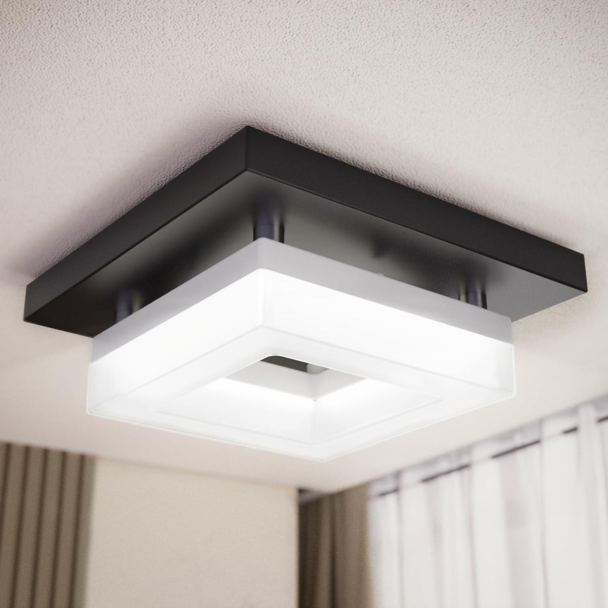 Sunco 8 Inch Square Led Flush Mount Black Ceiling Light Fixture 3000K ...