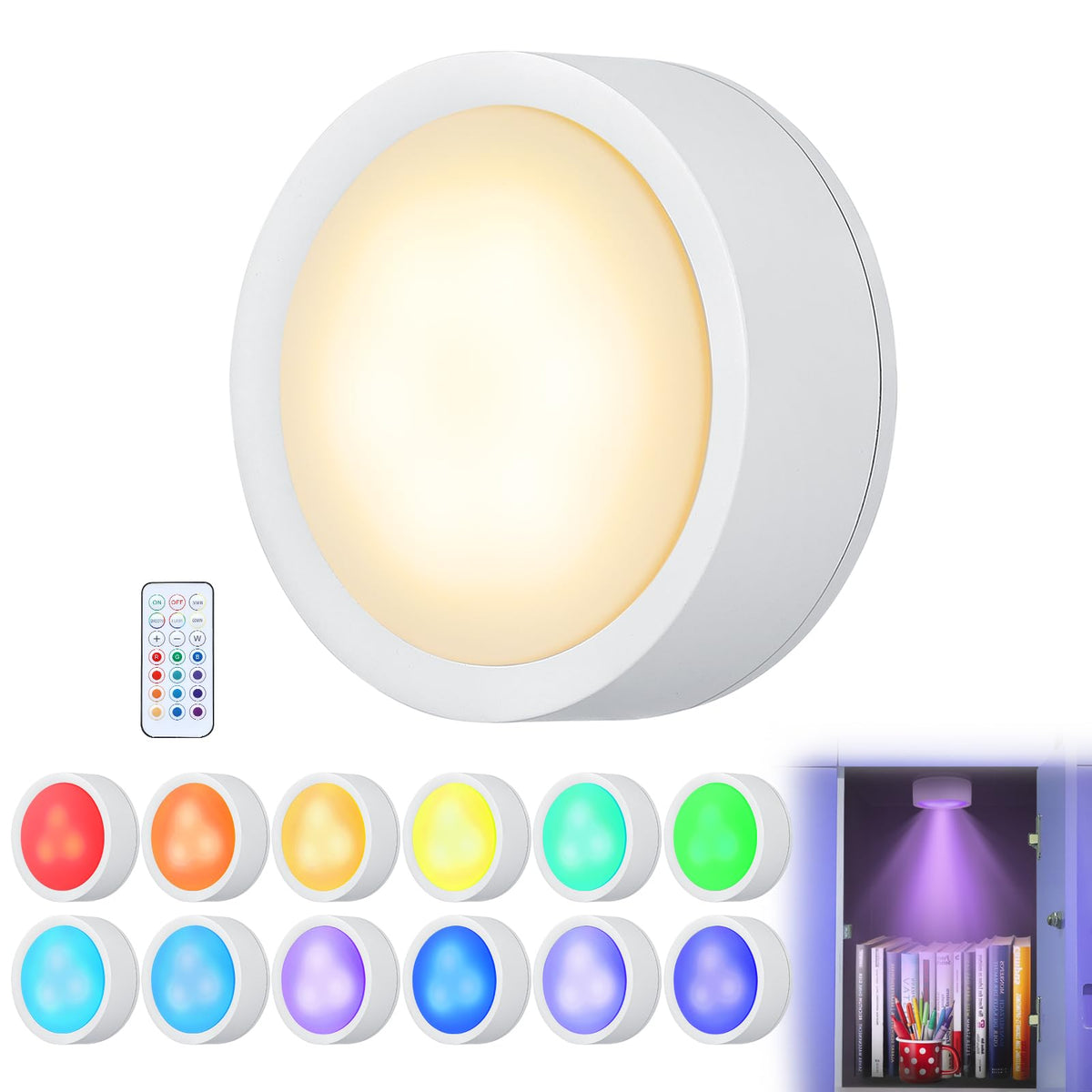 Apipi Magnetic Puck Light for Locker Cabinet- Timer Control Easy On/Of ...