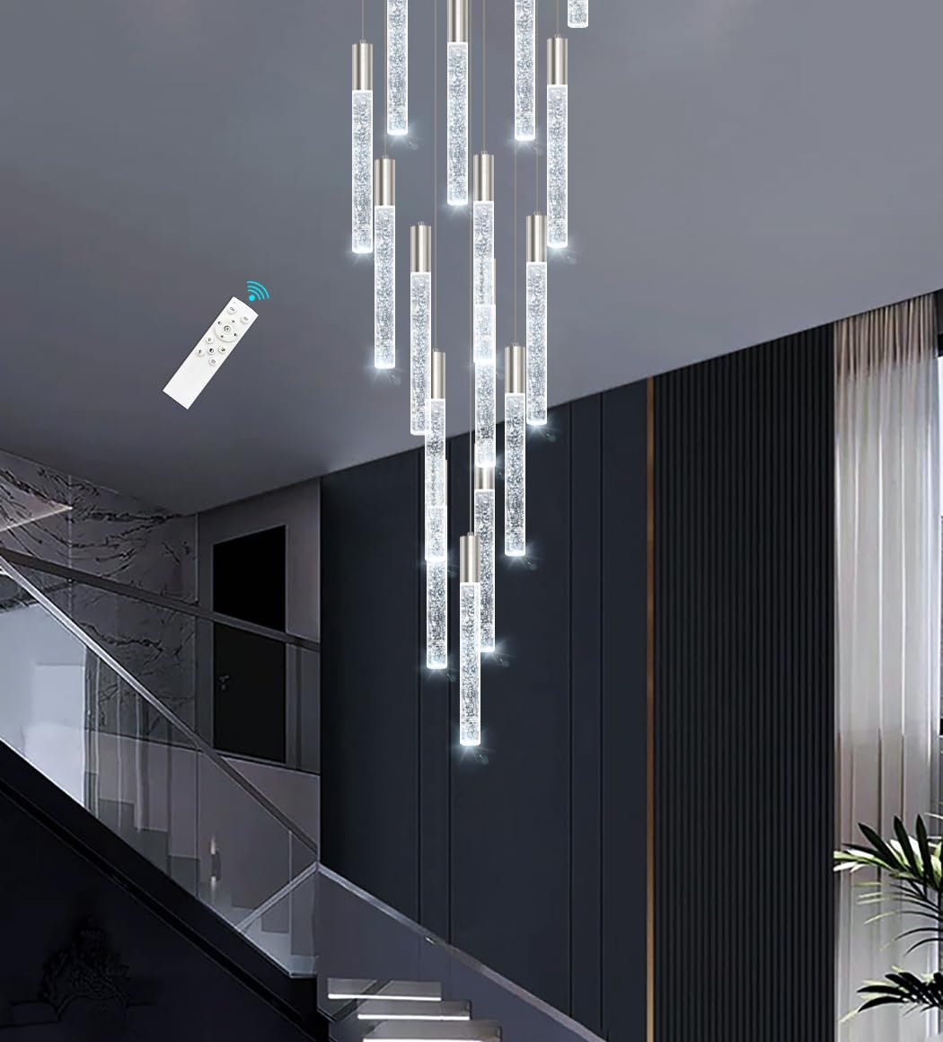 Haixiang 118 Inch Long Light Glam Chandelier Bubble Crystal Linear Cei ...