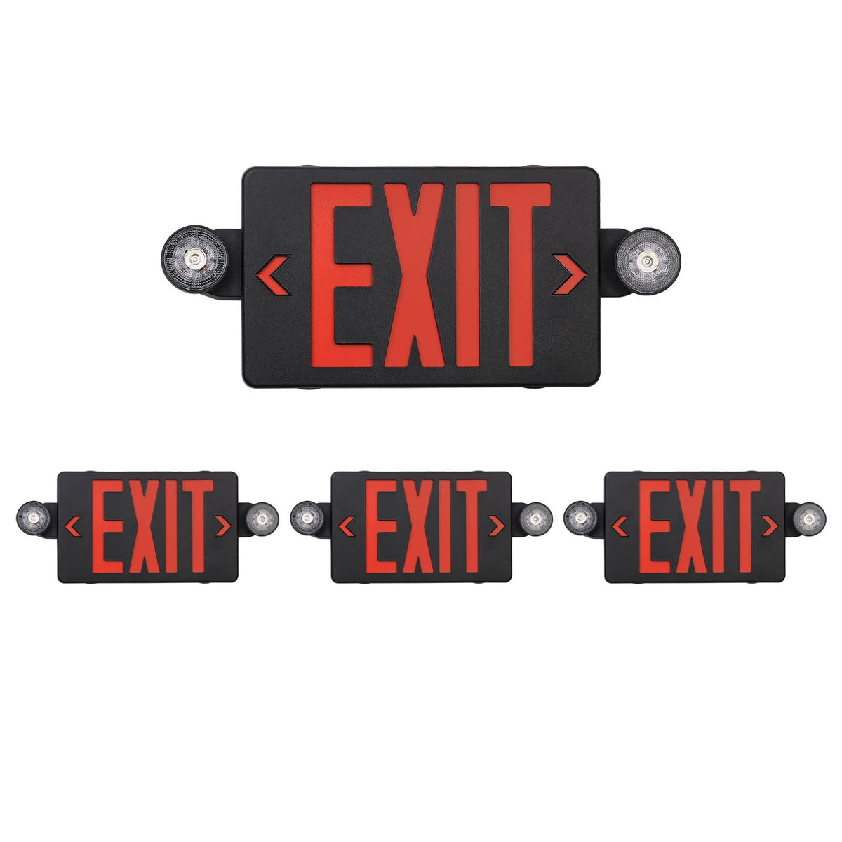 GZRUIYANG Black Housing Exit Sign With Emergency Lights Red, LED Exit ...