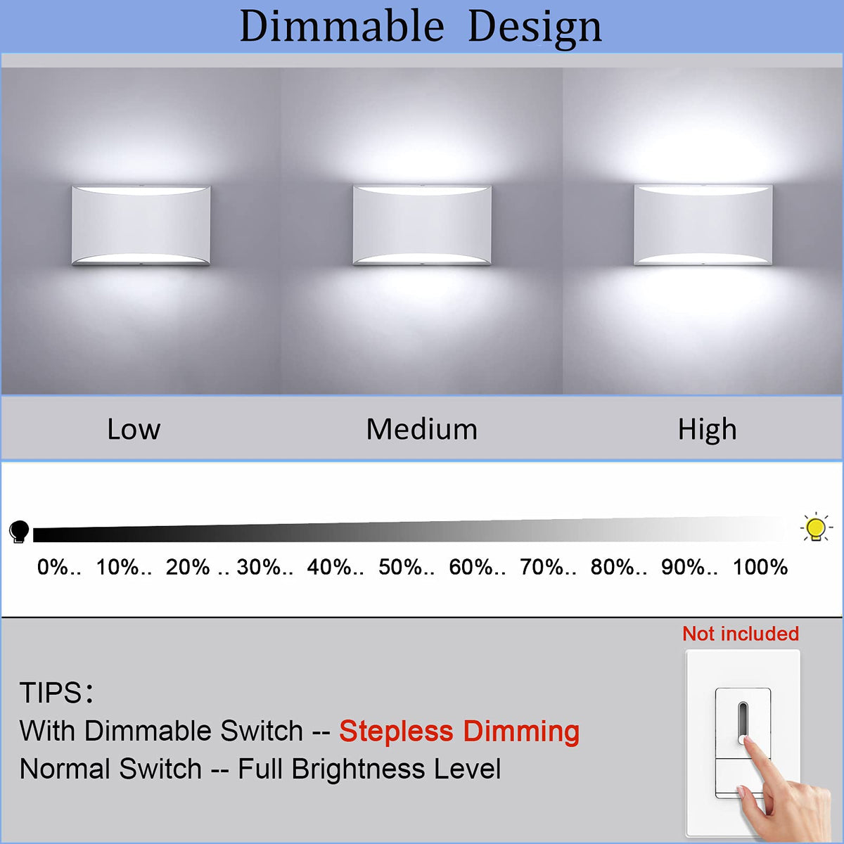 Lightess Indoor Led Wall Lamp 12W Dimmable Up Down Wall Light For Livi ...