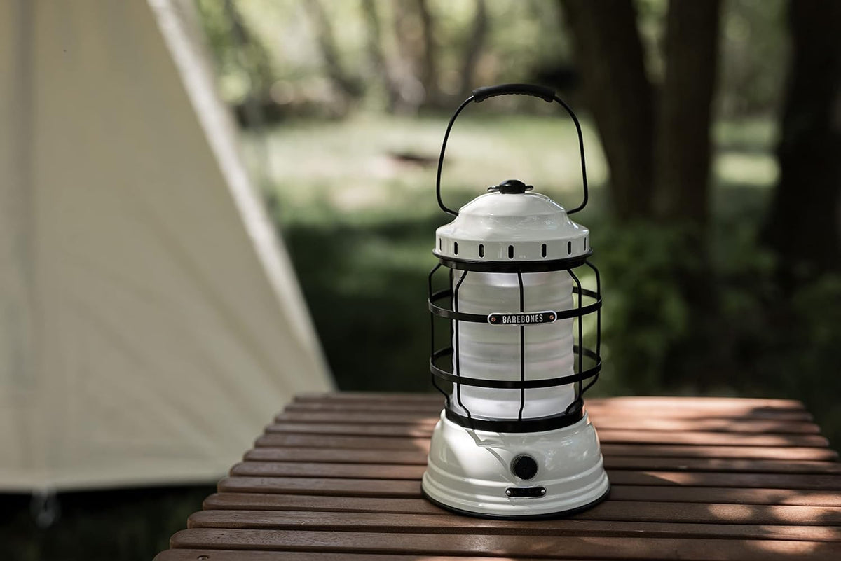 Barebones Forest Lantern - Vintage White LED Lantern, Adjustable Brigh ...