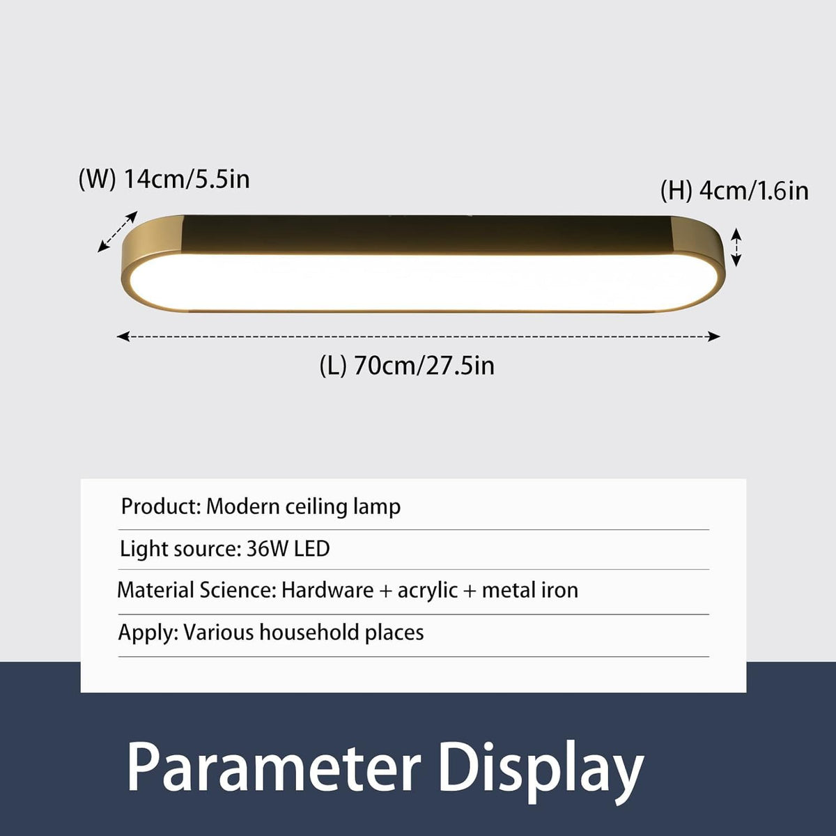 Tioolo Modern Ceiling Light, Acrylic Linear Ceiling Lamp, Dimmable Led ...