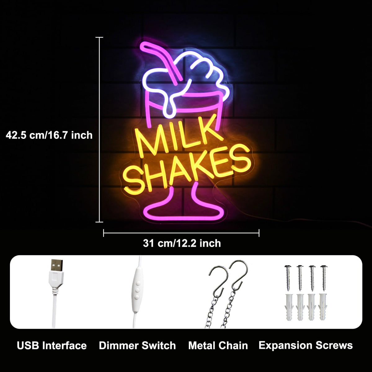 Milk Shakes Neon Signs Ice Cream Neon Sign Milk Tea Led Neon Light Fro ...
