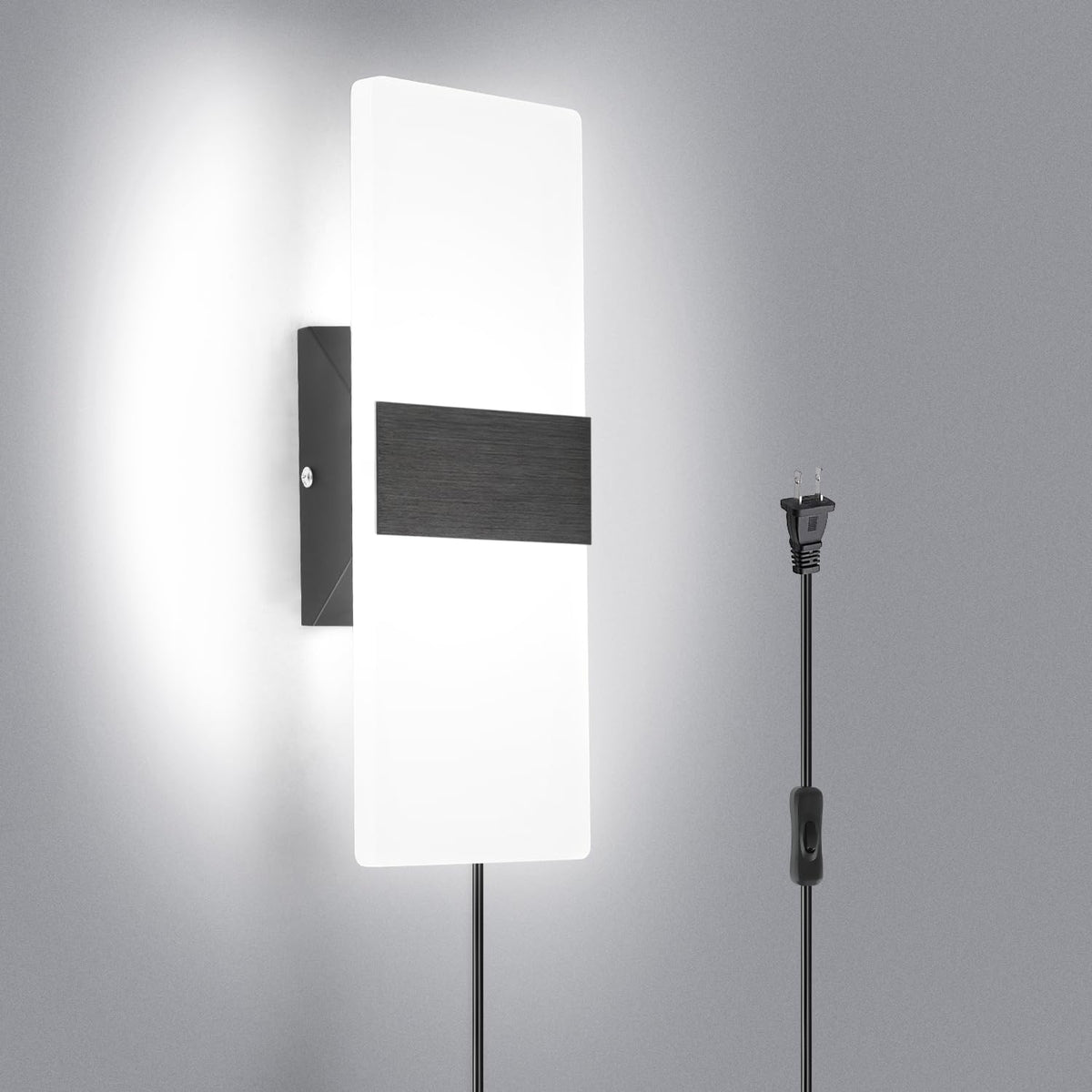 TRLIFE Wall Sconce, 12W LED 6000K Cool White, Aluminum, Plug-in with 6 ...