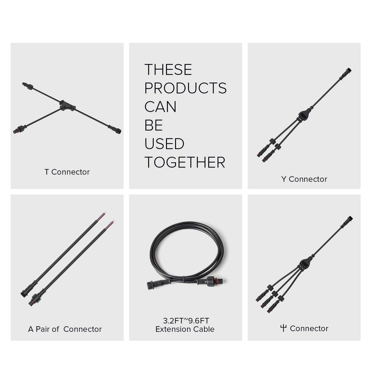 Btf-Lighting 2 Core 2 Pin Small Size Ip65 Y Shape 1 Male-Divided-2 Fem ...