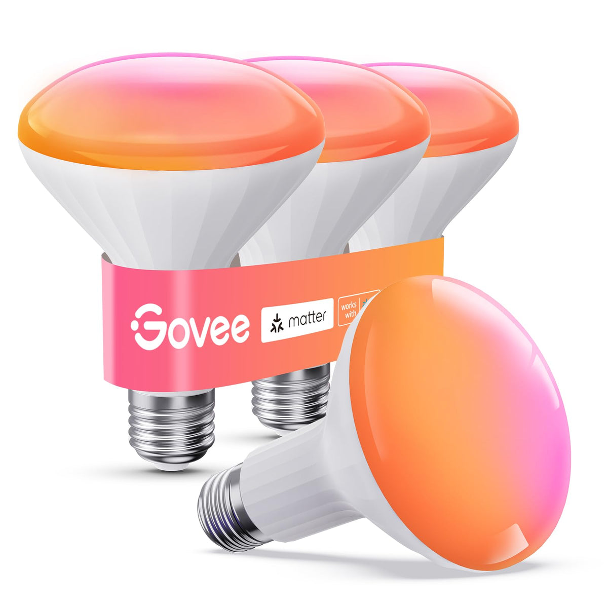 Govee BR30 Smart Light Bulbs, WiFi RGBWW Color Changing, 850 Lumen, 4 ...