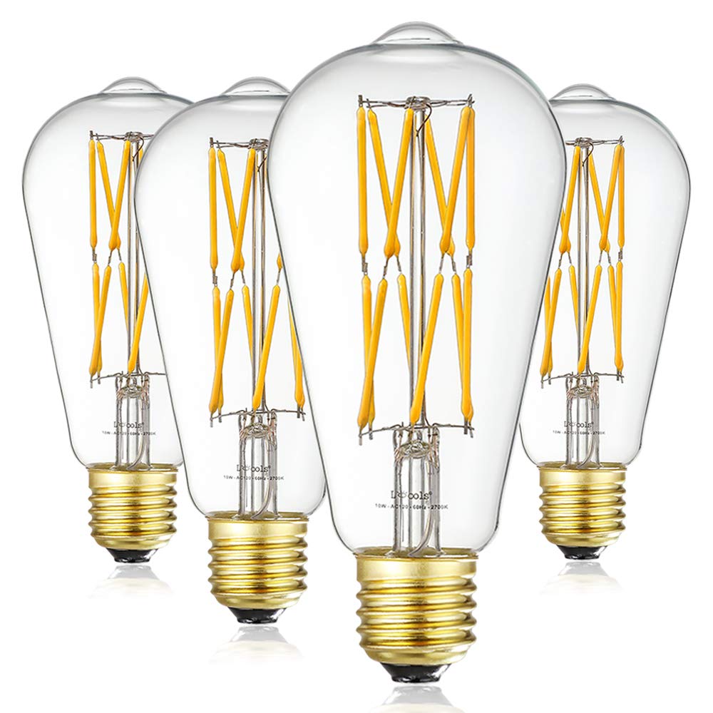 Leools Vintage 10W LED Edison Bulb, Dimmable, 100W Equivalent, Clear G ...