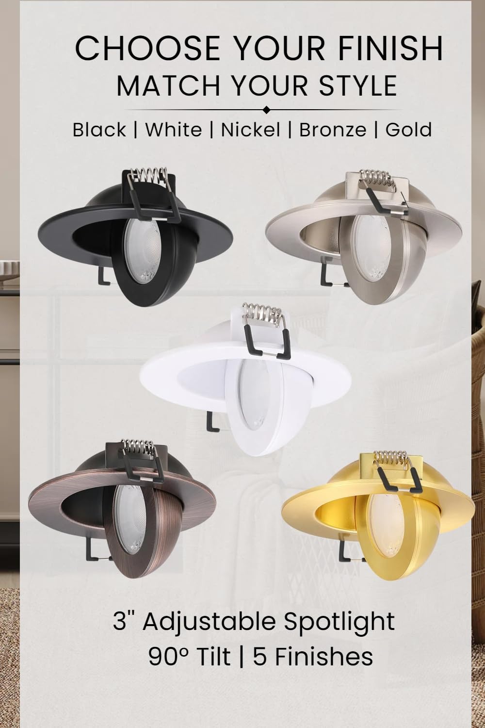 Gold Recessed Lighting Fixtures 3Inch - 7W Canless Cct Selectable Gimb ...