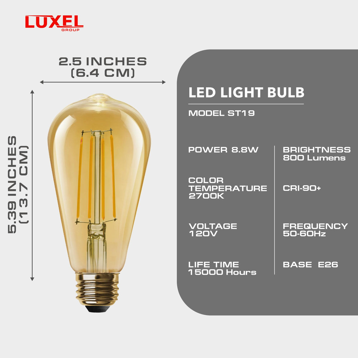 Vintage Led Edison Bulbs St19 (St64) - 8.8W Equivalent 75W - Dimmable ...