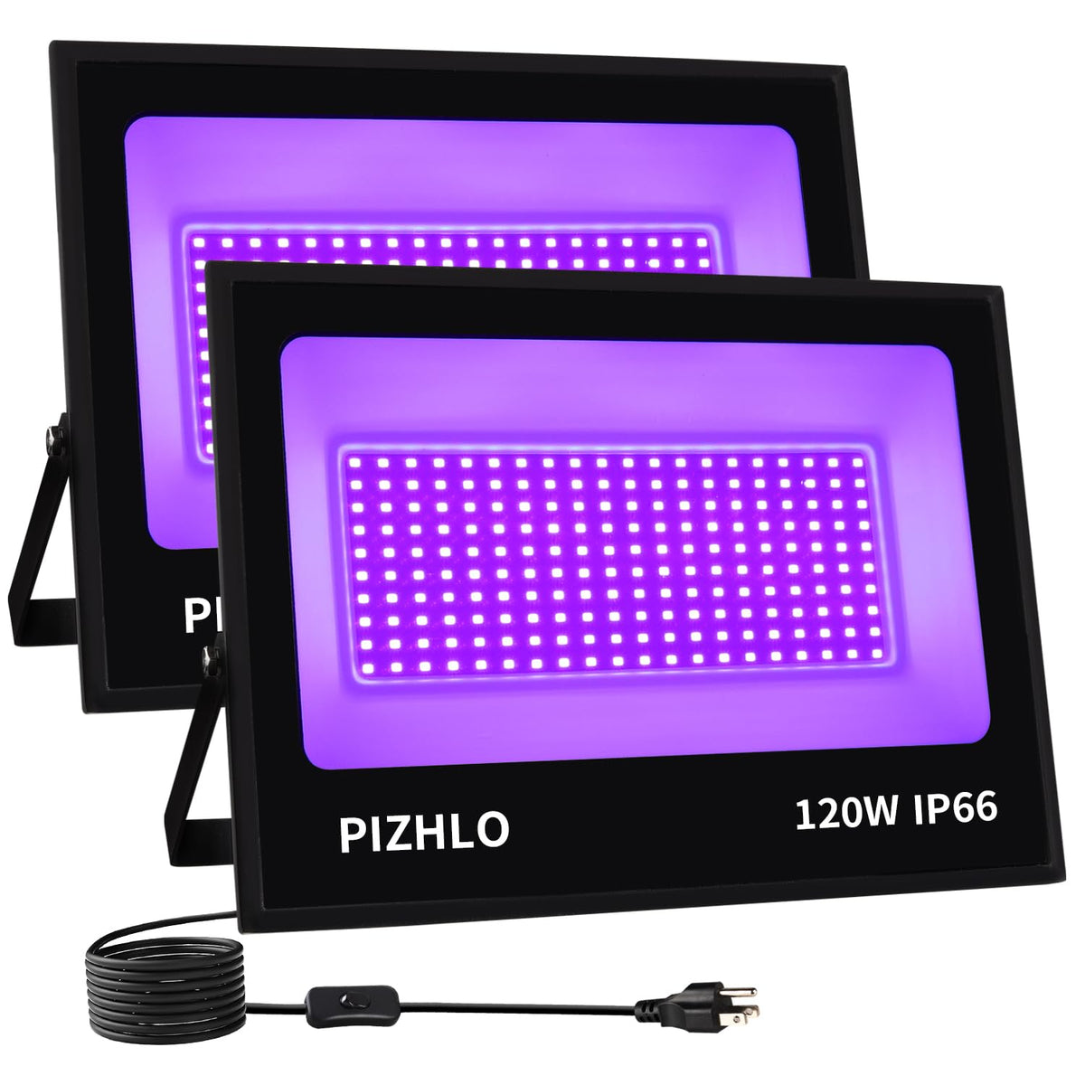 2 Pack 120W LED Black Light, Blacklight Flood Light with Plug & Switch ...