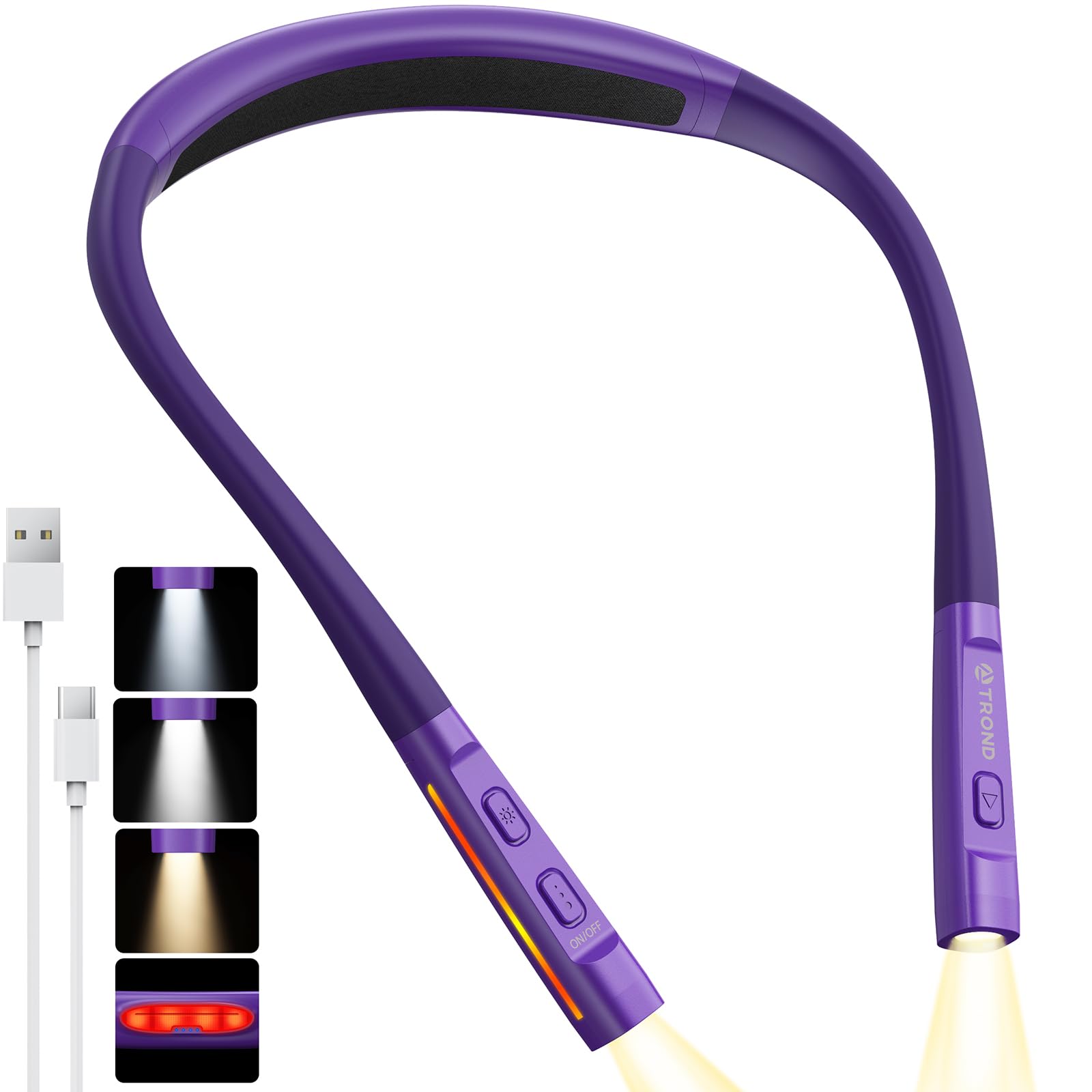 TROND LED Neck Reading Light, 3 Color Modes, 3 Brightness Levels, Rech ...