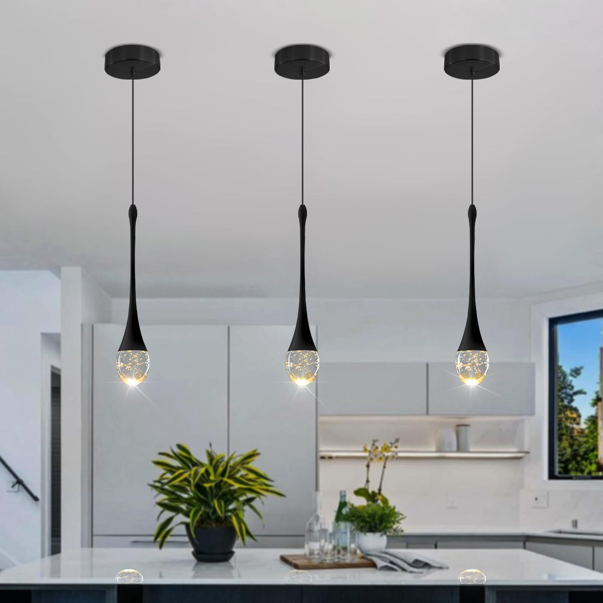 ykolupty Single Head Black Bubble Crystal Chandelier Beside Pendant ...
