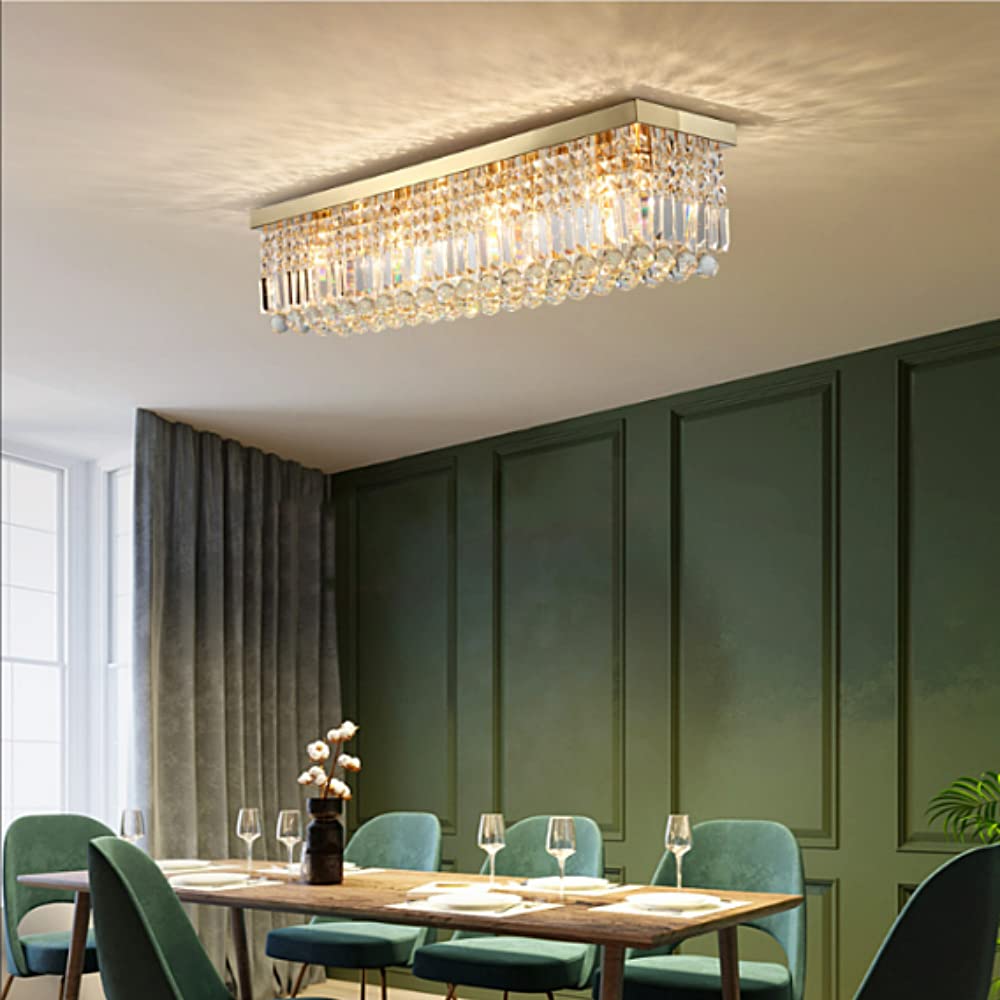 7PM Rectangular Chandelier, Modern Dining Room Light Fixture with ...