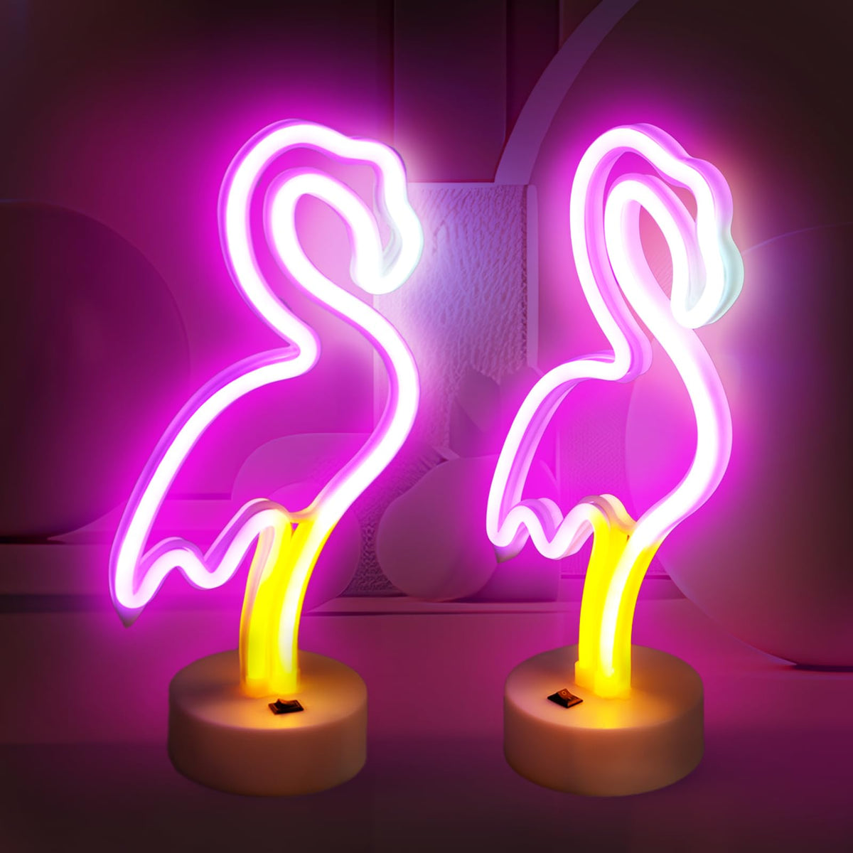 BRIGHTDECK LED Pink Flamingo Neon Sign, Battery Operated/USB Powered ...