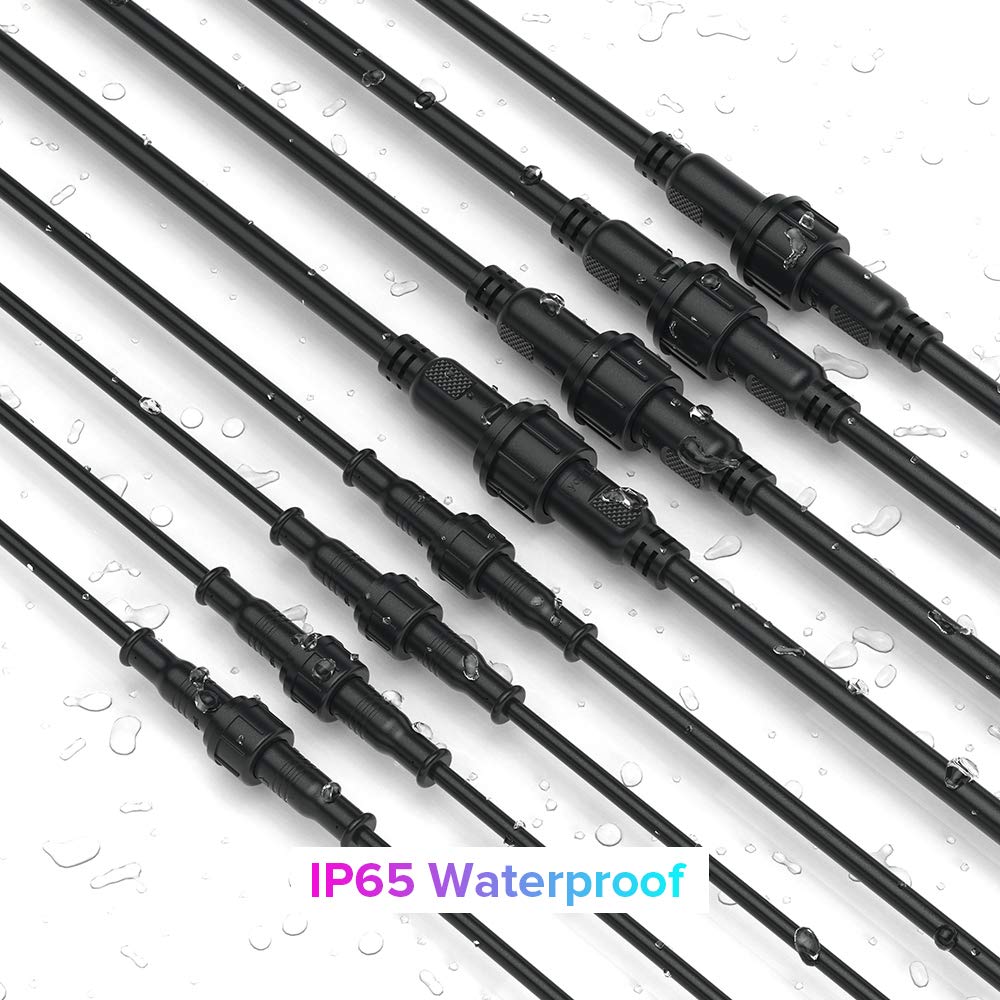 Btf-Lighting 5 Pcs 4 Core 4 Pin Black Plastics Ip65 T Shape Tee Big Si ...