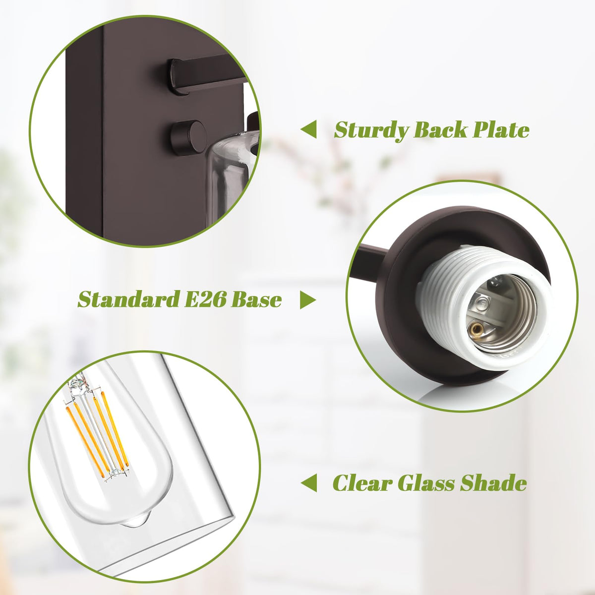 VerRon Wall Sconces, 2-Light Modern Vanity Light Fixtures, Oil Rubbed ...