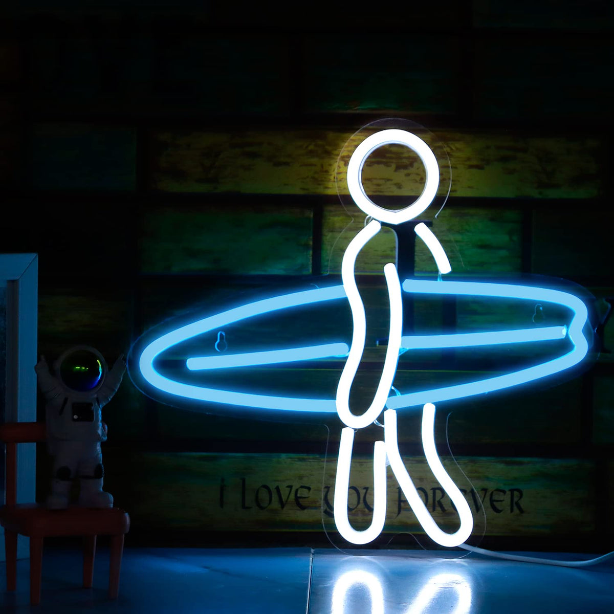 Surfer Neon Sign for Bedroom Wall Decor USB Powered, Surfboard Decor ...
