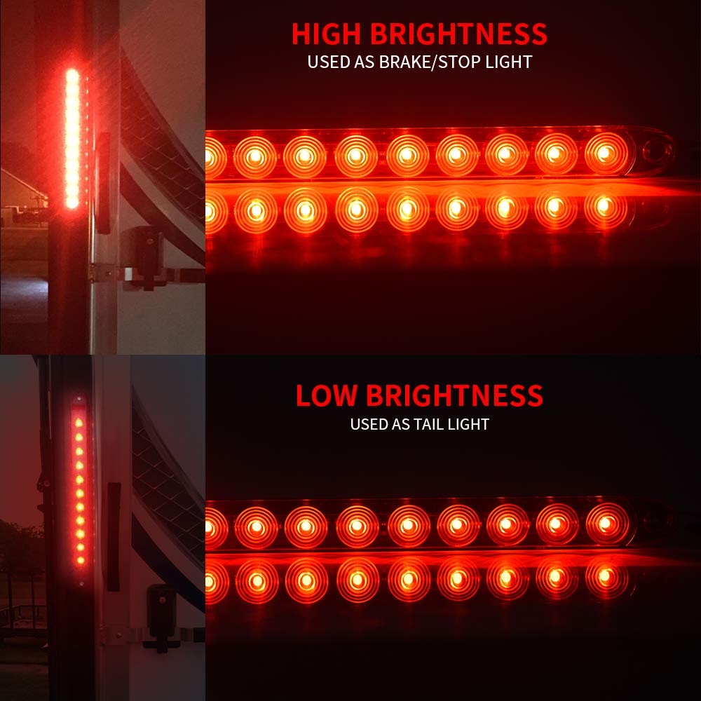 MICTUNING 16in 11 LED Red Trailer Light Bar - Waterproof Park Turn Sig ...