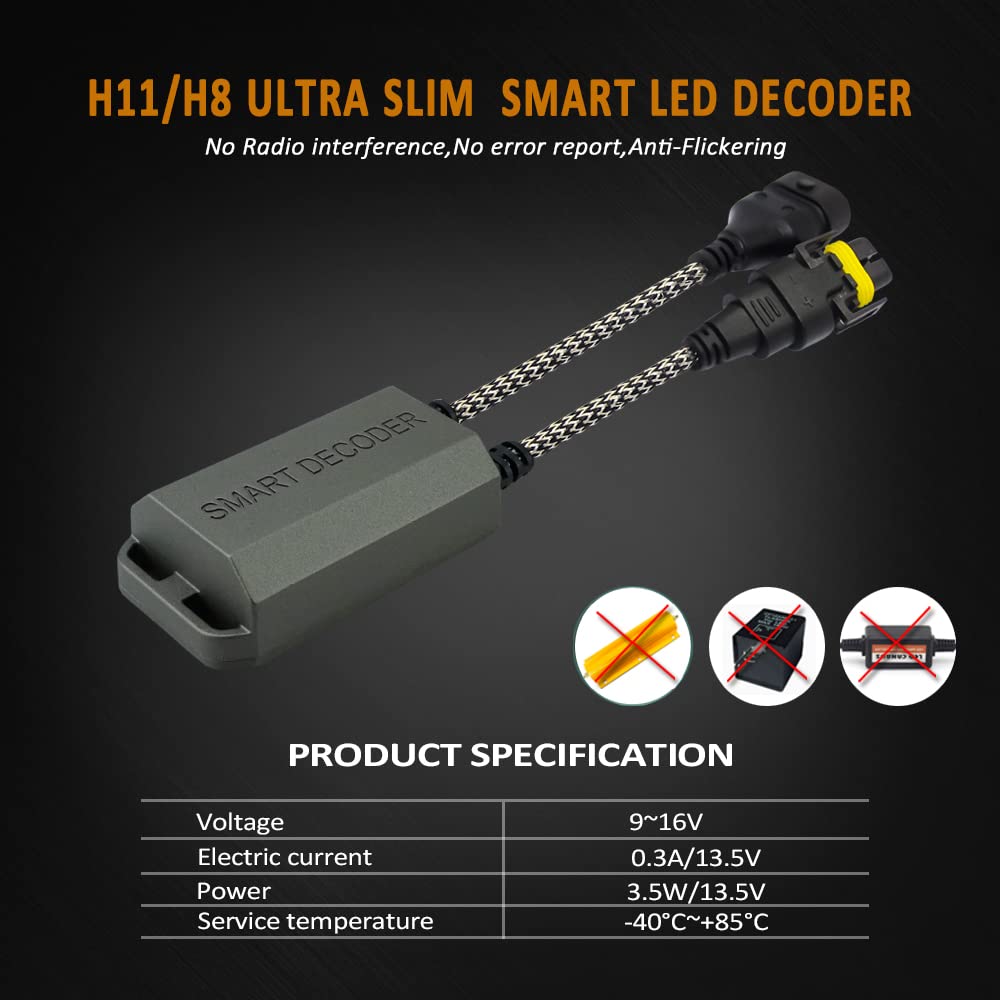Bestview H8 H9 H11 Canbus Decoder Kits Compatibility Anti Flickering R ...