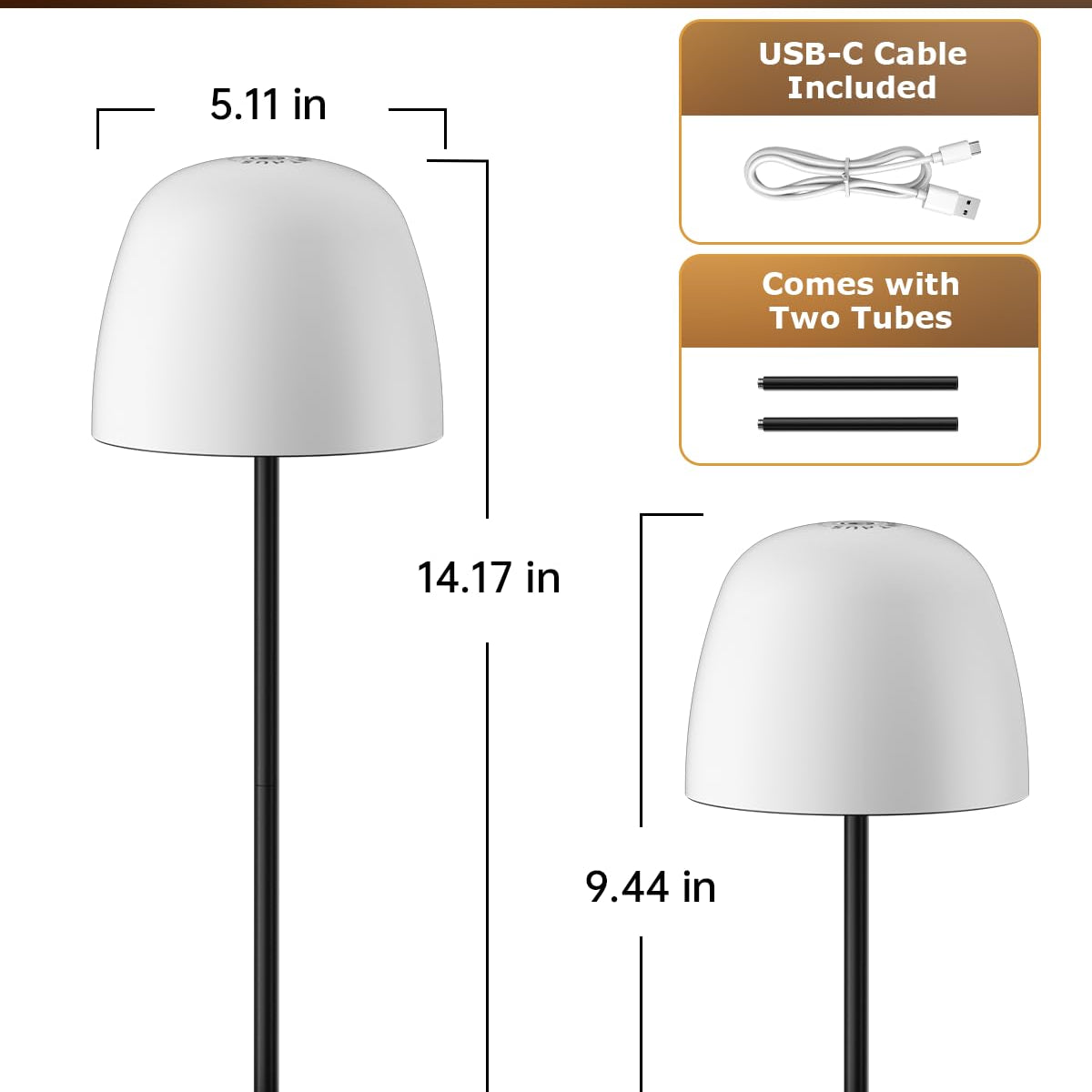 CHLORANTHUS Portable Cordless Table Lamp 3 Color Dimming 5500mAh Batte ...