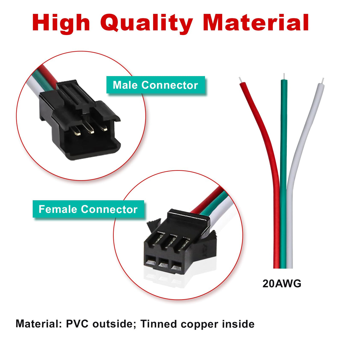 Visdoll 30 Pairs Jst Sm 3 Pin Connectors 15Cm 20Awg Wire Female/Male L ...