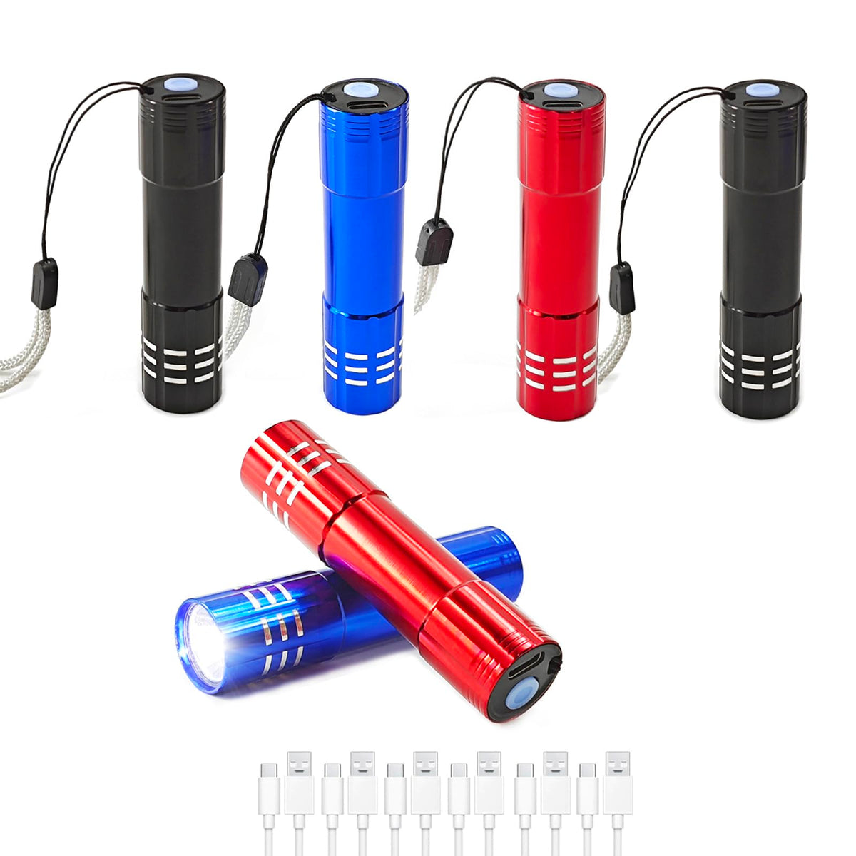 Hilngav 6 Pack LED Aluminum Small Mini USB C Rechargeable Flashlights ...