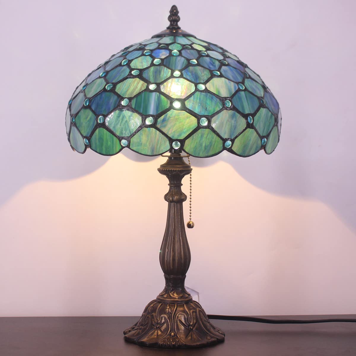 ZJART Tiffany Table Lamp Stained Glass Lamp 12x12x19 Inch Antique ...