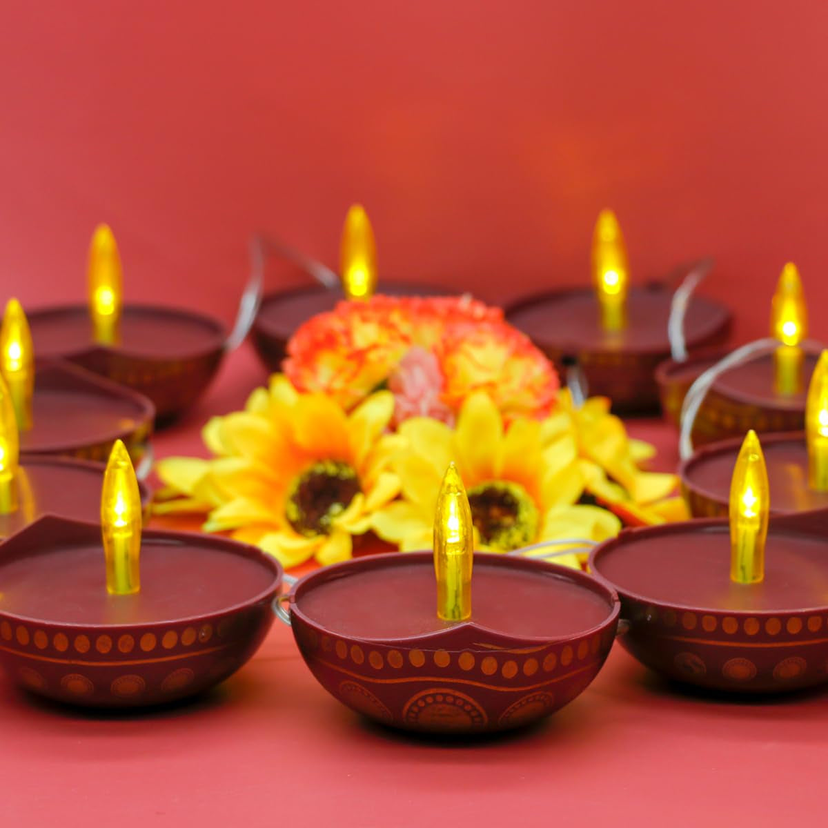 Diwali Diya String Lights - Diwali Gift Decor 10PCS LED Deepawali Batt ...