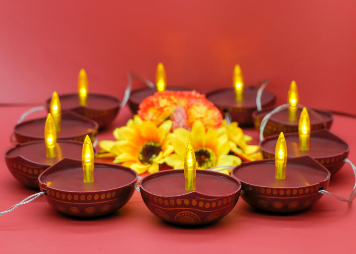Diwali Diya String Lights - Diwali Gift Decor 10PCS LED Deepawali Batt ...