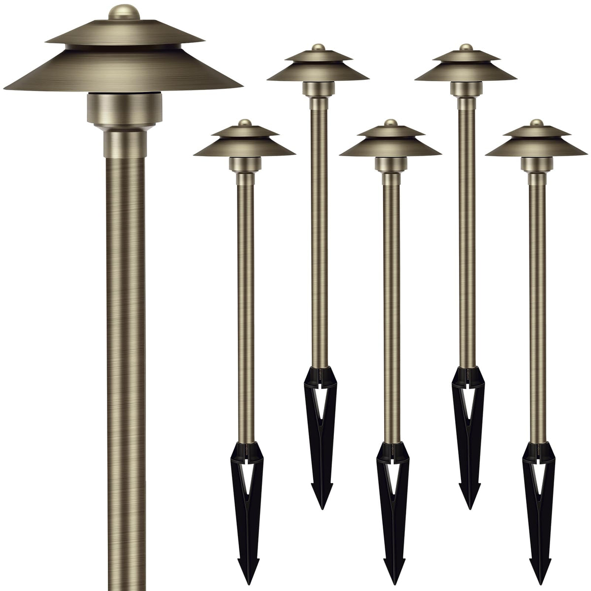 Gardencoin Solid Brass Low Voltage Landscape Pathway Lights (6 Shade 1 ...