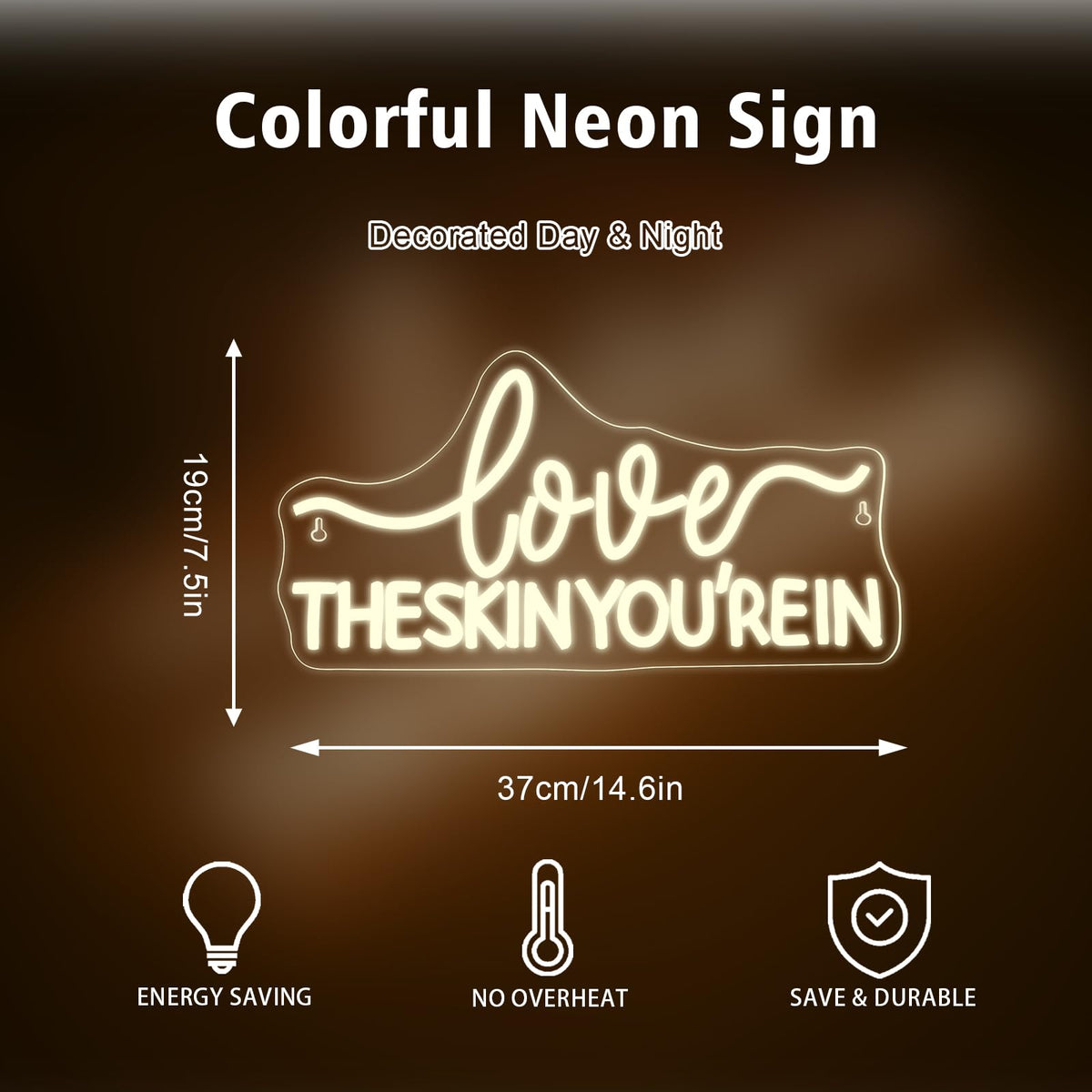 FAXFSIGN Neon Sign - Love The Skin You Rein - Warm White LED Light - B ...