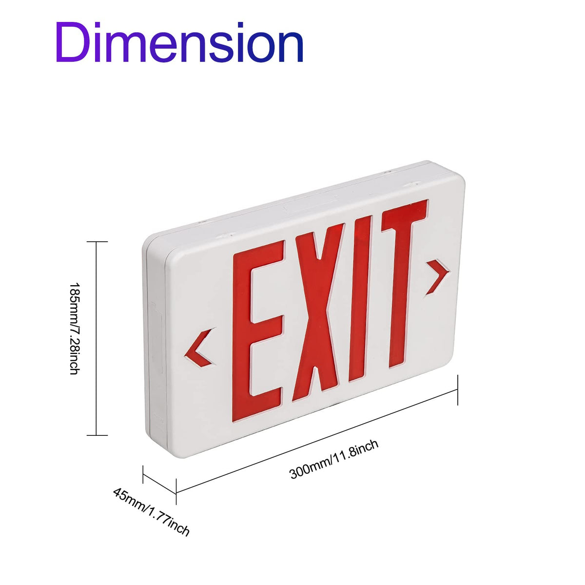 Tanlux Red Exit Sign, Led Emergency Exit Light With Battery Backup, Ul ...