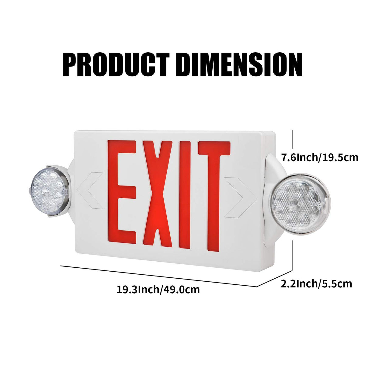AKT LIGHTING Emergency Exit Light, Adjustable Two LED Head Exit Sign ...