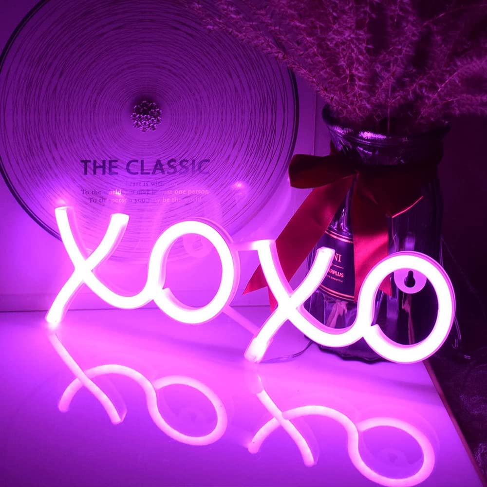 Ulalaza Neon Light Sign LED XOXO Marquee Sign USB Operated Acrylic Hom ...