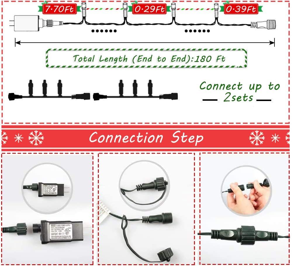 Realization Christmas Lights - 180FT 500 LED Cool White, Waterproof, 8 ...