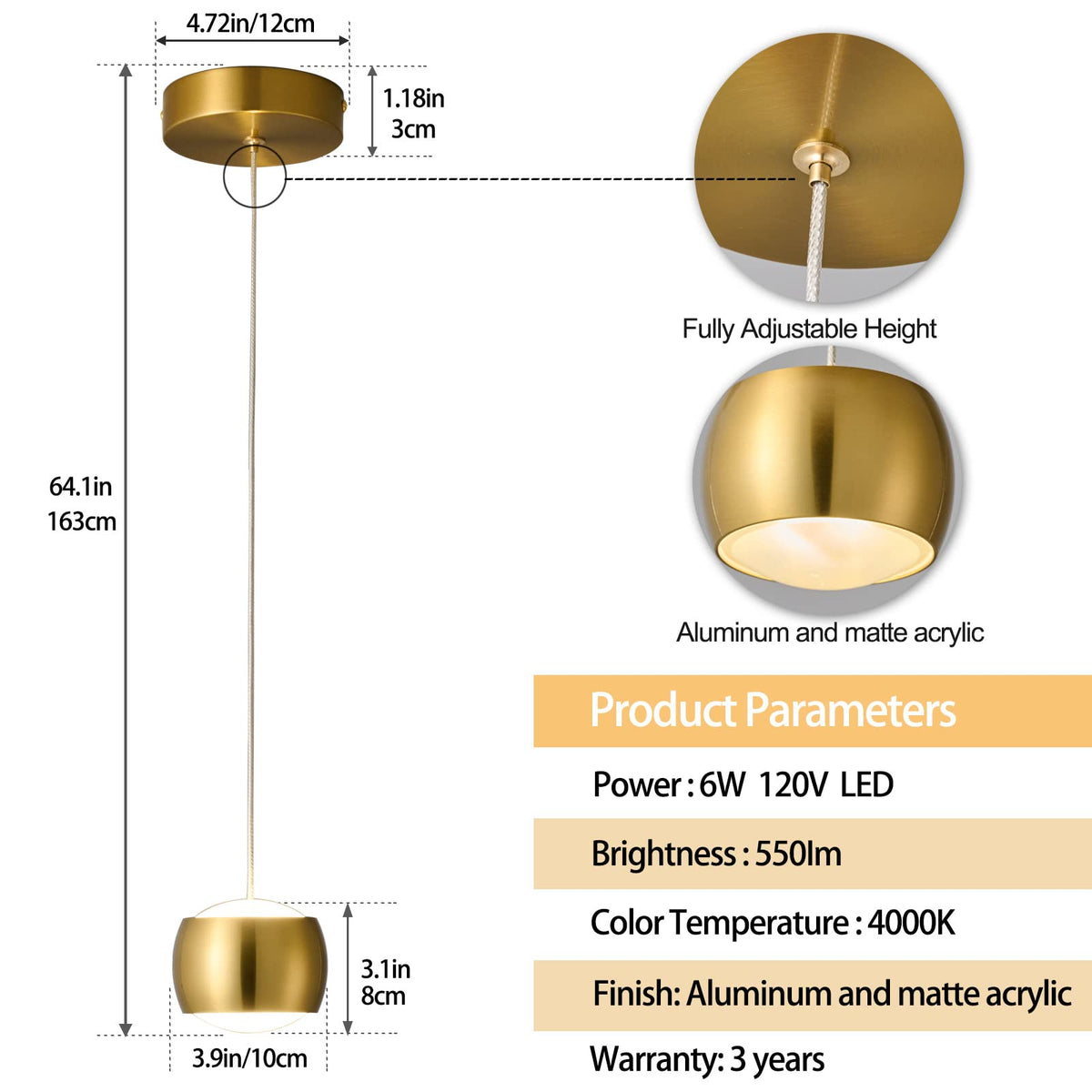 Adcthome Modern Led Dimmable Pendant Light Fixtures Mini Island Pendan ...