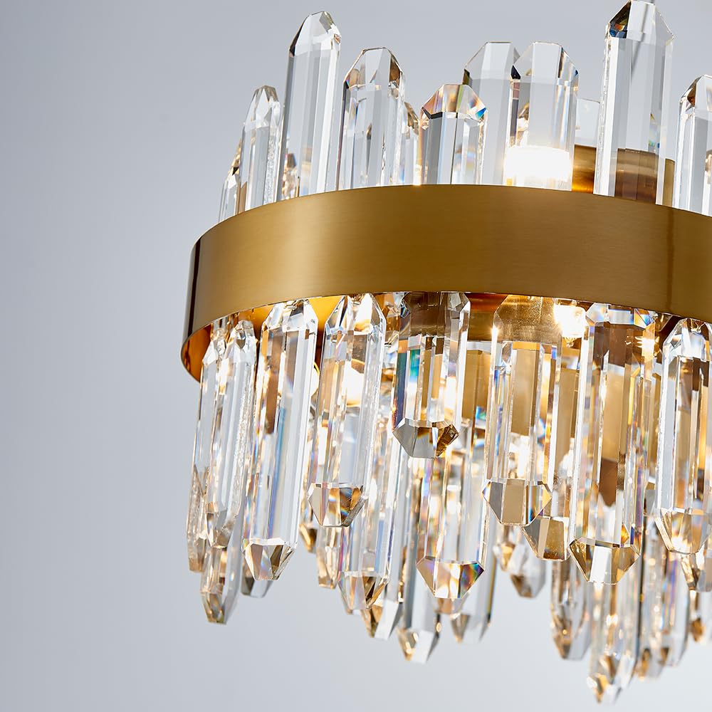 LIZZTREE Gold Oval Crystal Chandelier L35.4 inch, 20-Lights Gold ...